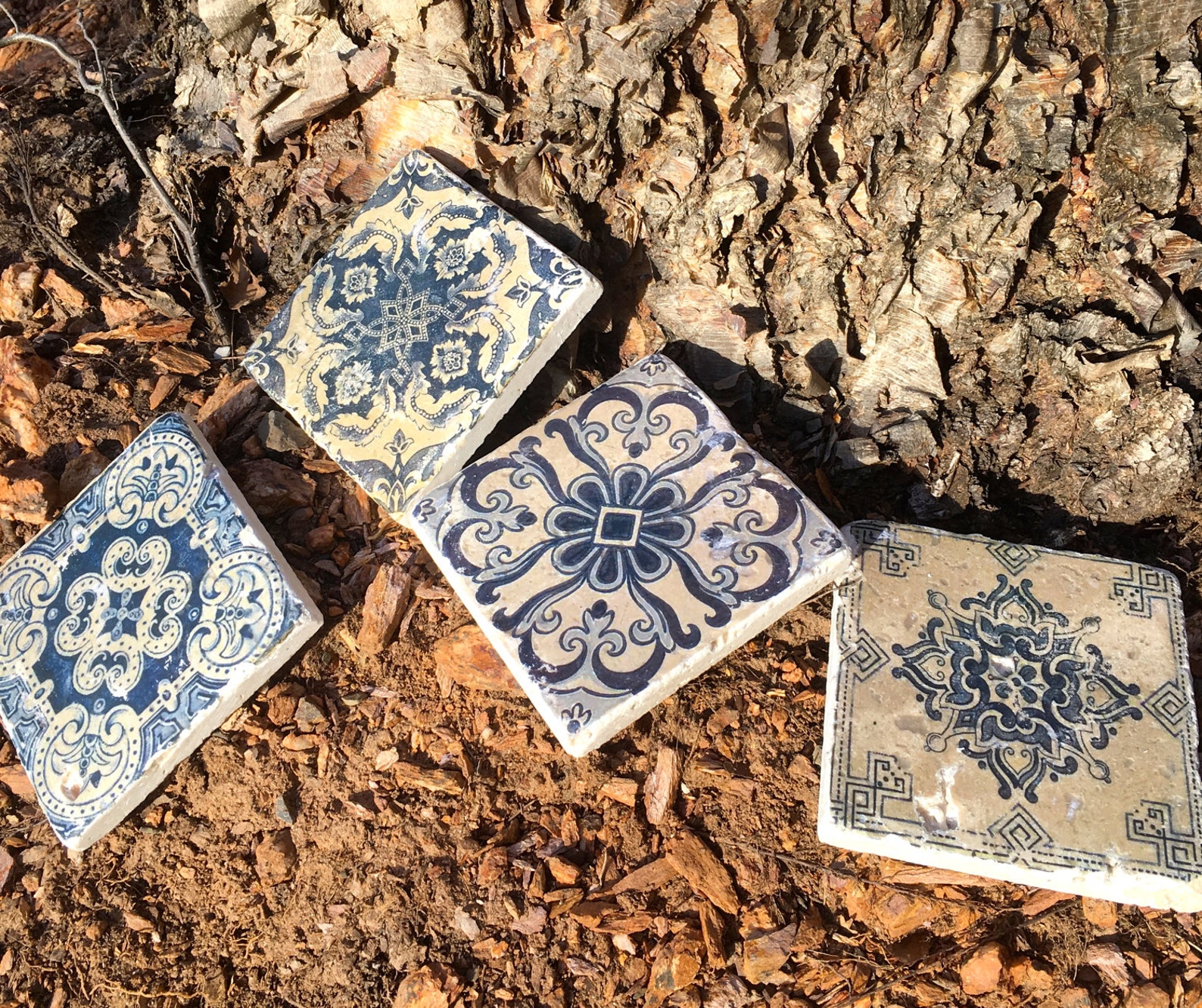 Azulejos Tile Coasters Portuguese Inspired Blue Stone - Etsy