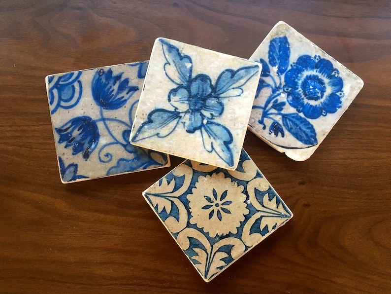 Azulejos Floral Tile Coasters Portuguese Inspired Blue Tiles - Etsy