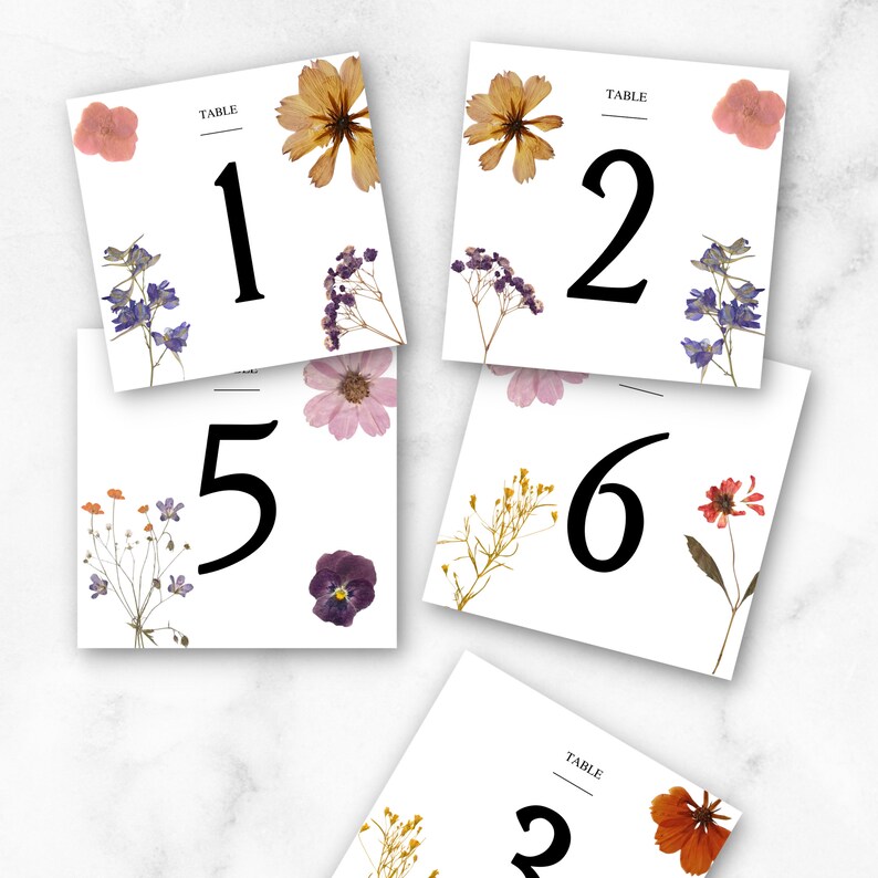 Dried Flower Table Numbers Set of 10 - Etsy