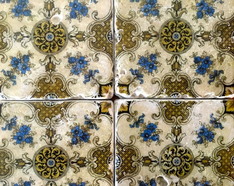 Guiana Italian Antique Tile Coasters Antique Italia Inspired - Etsy