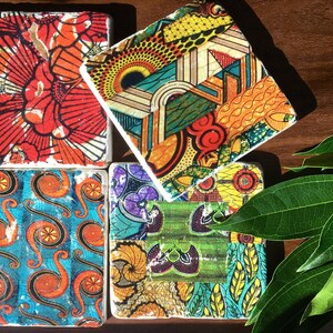 Zina African Wax Fabric Inspired Tile Coasters African Inspired Tiles ...
