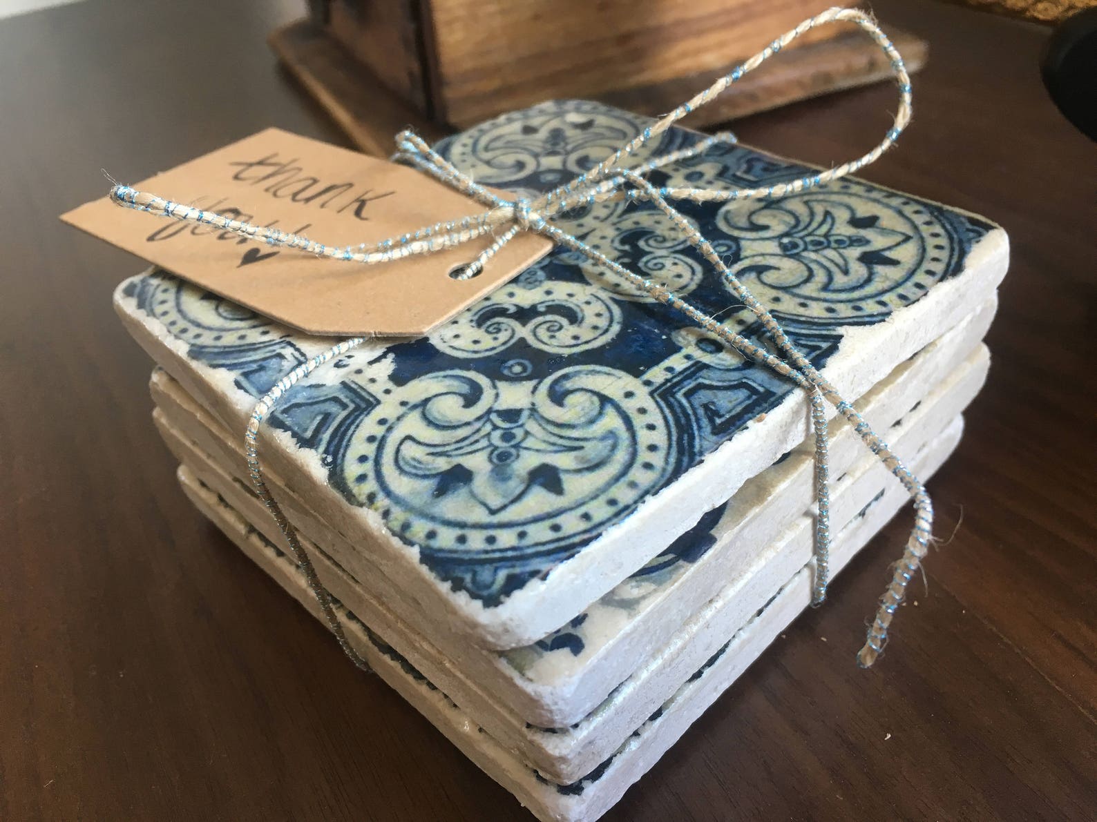 Azulejos Tile Coasters Portuguese Inspired Blue Stone - Etsy