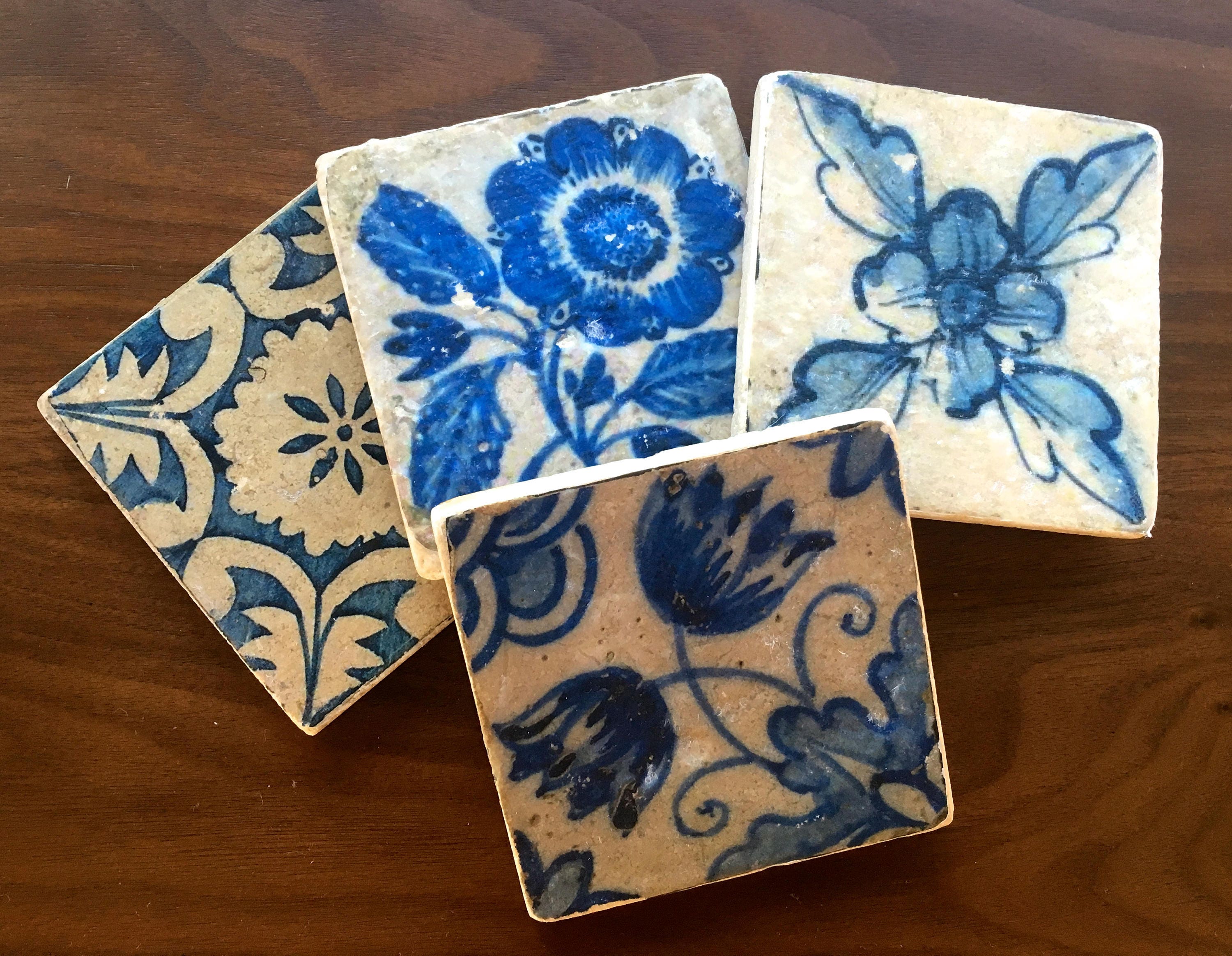 Azulejos Floral Tile Coasters Portuguese Inspired Blue Tiles - Etsy