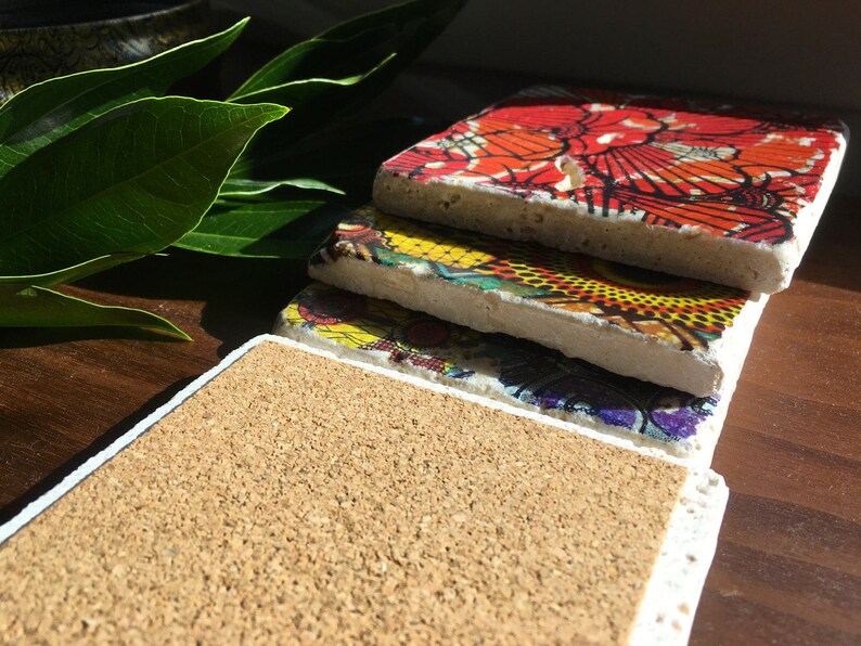 Zina African Wax Fabric Inspired Tile Coasters African Inspired Tiles ...