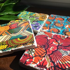Zina African Wax Fabric Inspired Tile Coasters African Inspired Tiles ...
