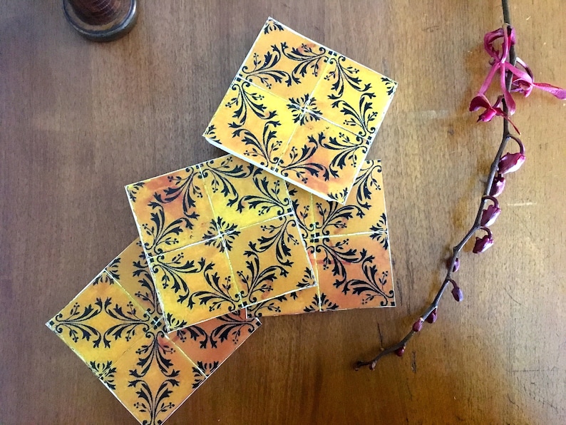 Madrid Tile Coasters Antique Spanish Coasters Stone - Etsy