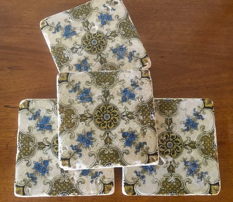 Guiana Italian Antique Tile Coasters Antique Italia Inspired - Etsy