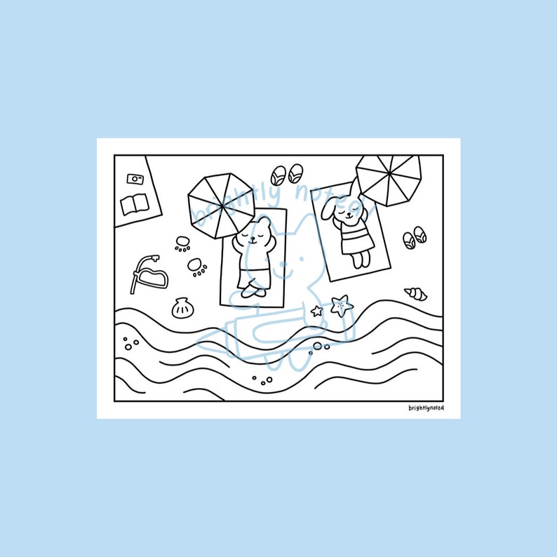 Cute Summer Coloring Pages | 3 Pages - Etsy
