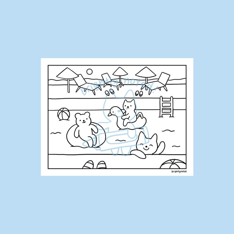 Cute Summer Coloring Pages | 3 Pages - Etsy