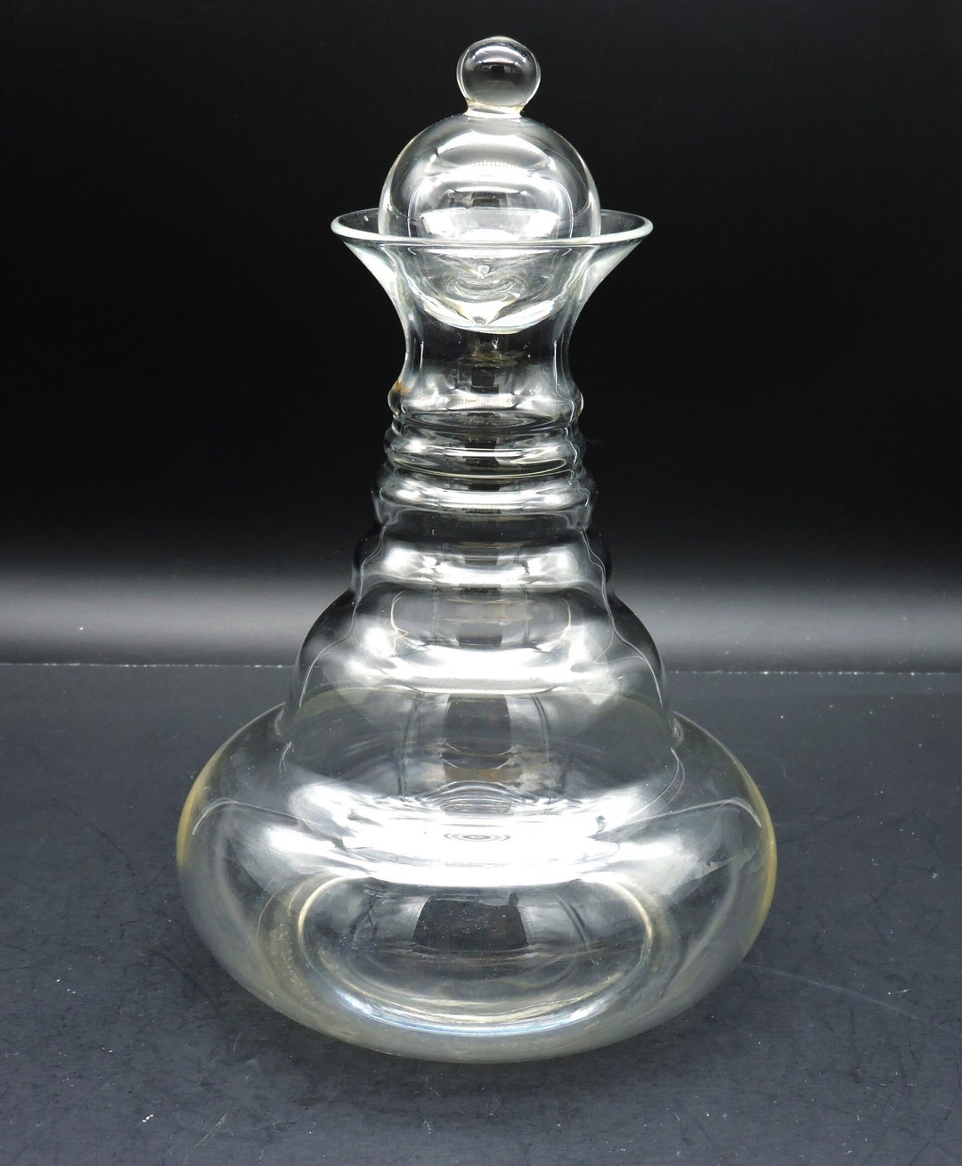 Clear Ribbed Glass Carafe Decanter With Solid Glass Stopper - Etsy