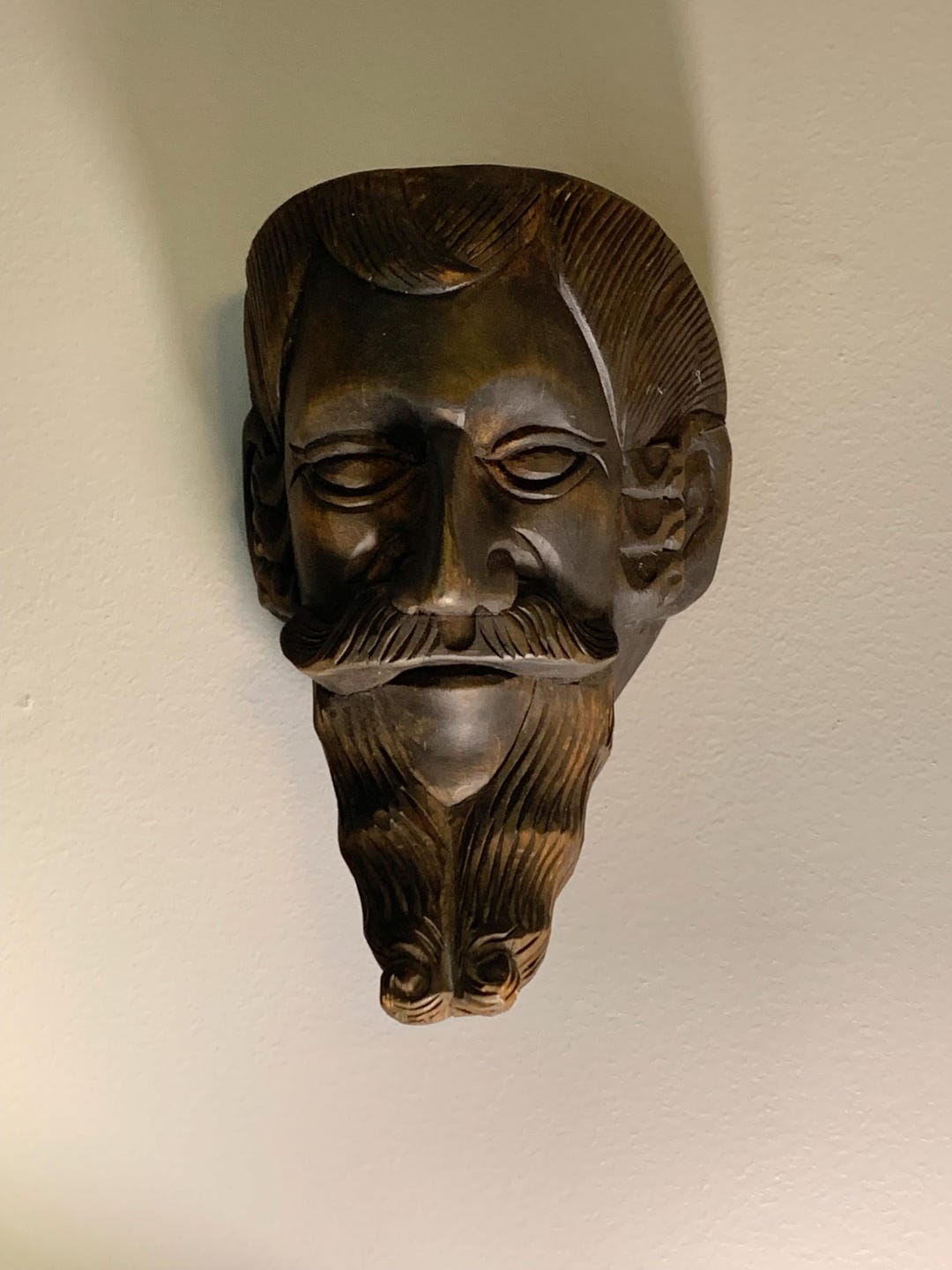 Hand Carved Spanish Conquistador Wooden Mask Signed Conquistador Inside ...