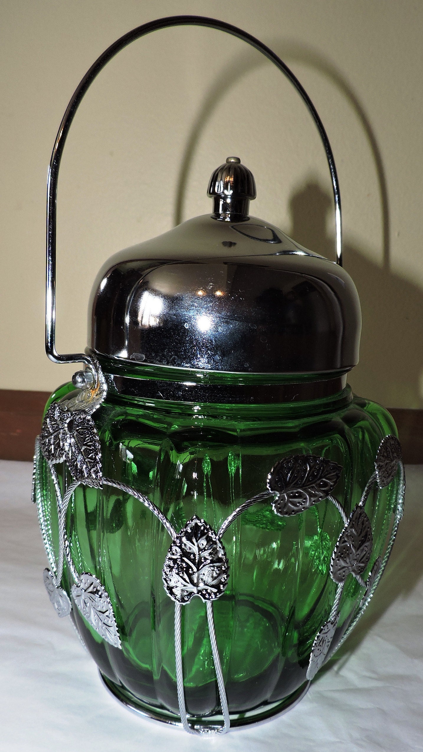 Vintage Japanese Musical Biscuit Jar With Green Glass And | Etsy