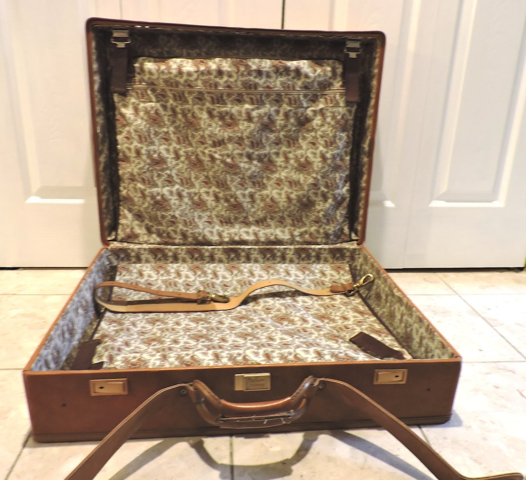 MCM Hartmann Pullman Belting Leather Tan Suitcase Luggage With Paisley ...