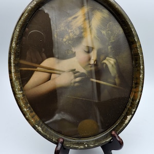 Set of 2-antique cupid Asleep cupid Awake Copyright 1897 by M B ...