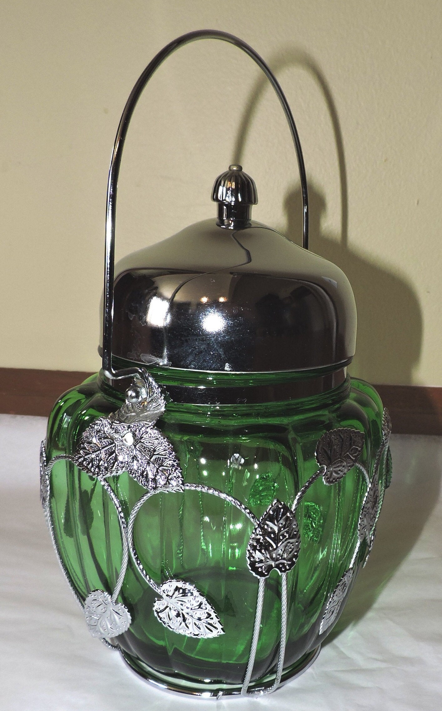 Vintage Japanese Musical Biscuit Jar With Green Glass And | Etsy