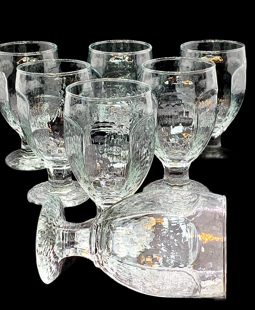 Set Of-7 Vintage Libbey Glass Company Chivalry 10 Ounce Clear Heavy ...