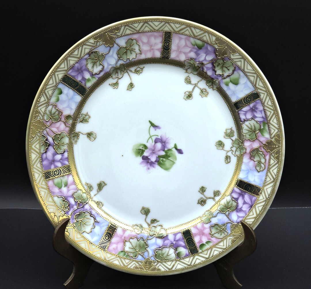 Gorgeous Hand Painted RC Nippon 8.5" Cabinet Plate With Raised Moriage ...