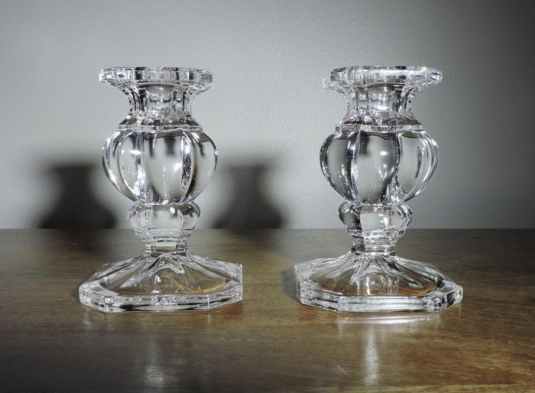 A Pair of Gorham Full Lead Crystal 4h Baroque Candlesticks Taper ...