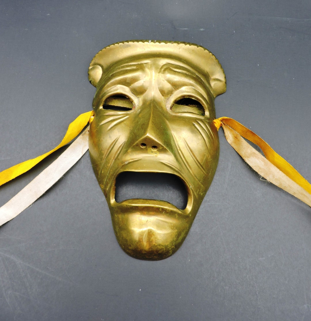 Vintage Solid Brass Mardi Gras Style Masquerade Theatrical Mask Wall ...
