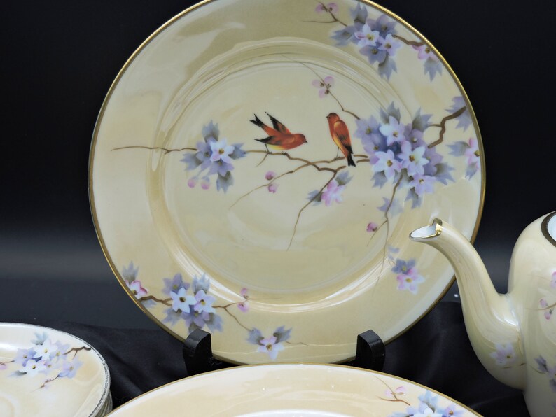 Gorgeous Noritake Morimura Green Stamp Japanese 13 Piece China Set ...