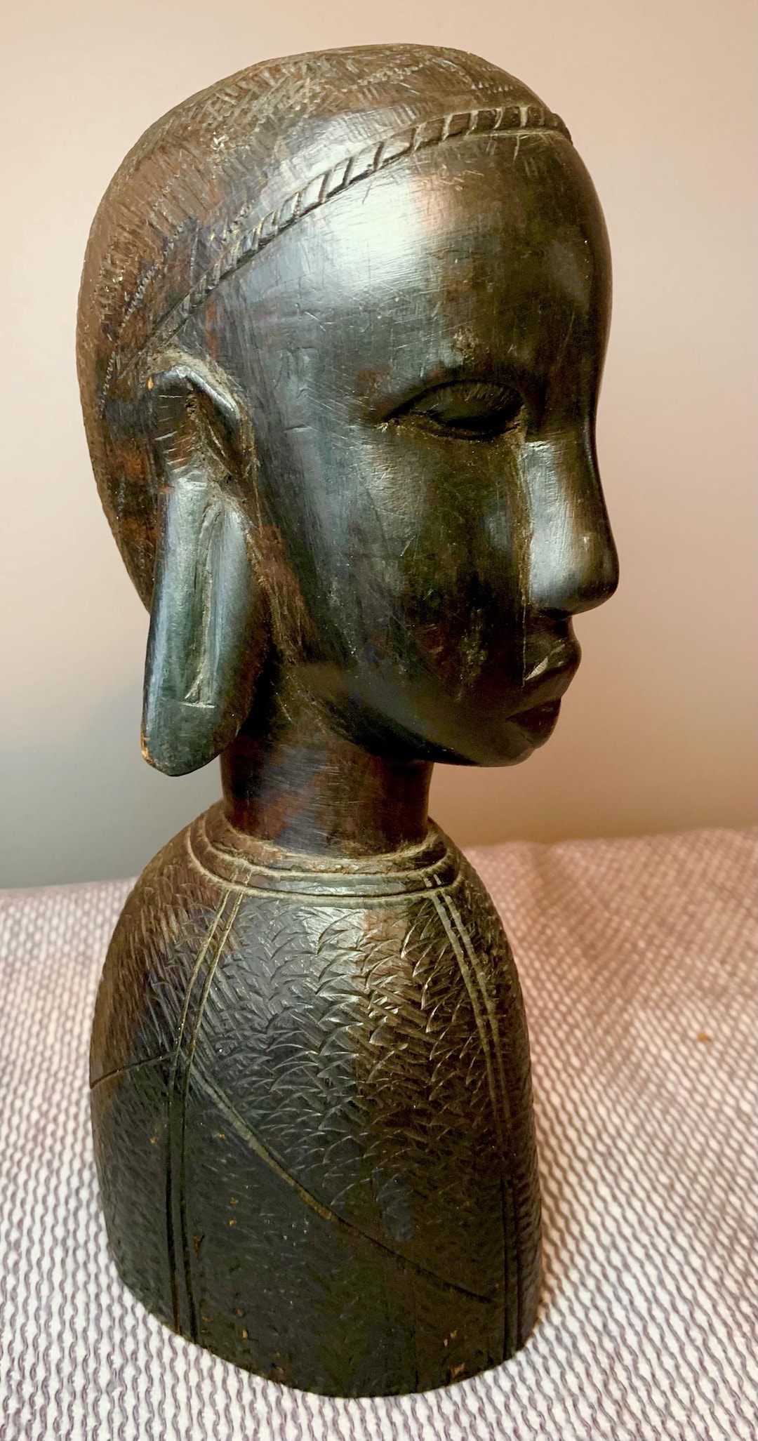 Hand Carved Wooden Bust of A Woman Made in Tanganyika - Etsy