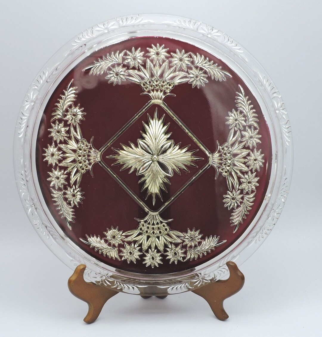 Rare Antique Vintage Goofus Glass Mercury Silver and Ruby Flashed Glass ...