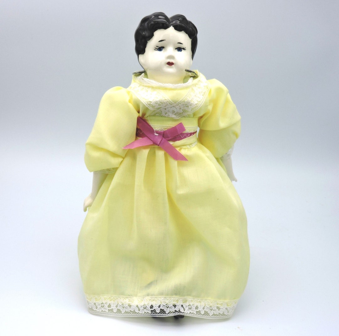 Vintage Hand Painted Porcelain Lowbrow Style Doll With Stuffed Cloth ...