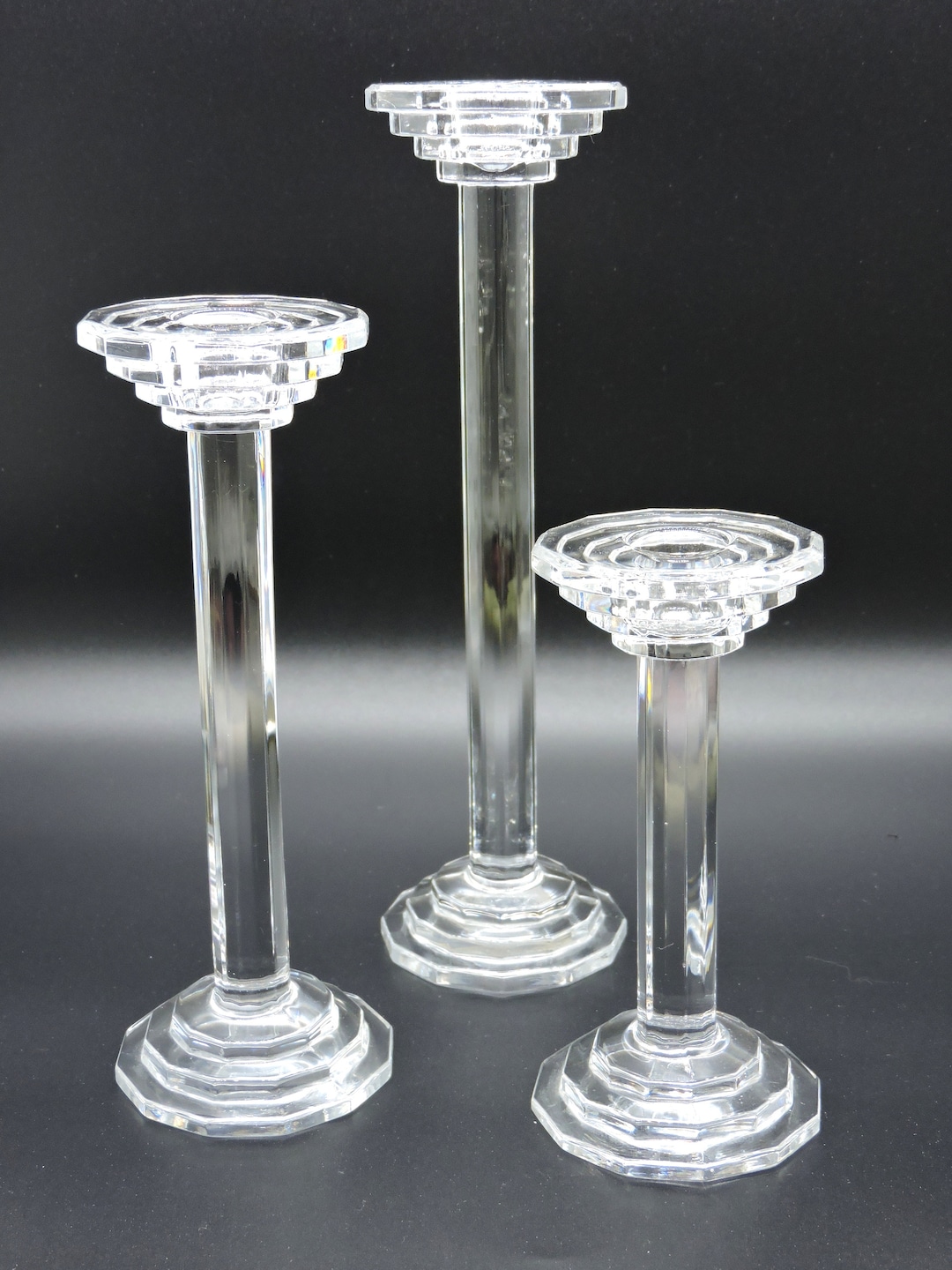Toscany Collection 24% Lead Crystal Round Column Taper Candlestick ...