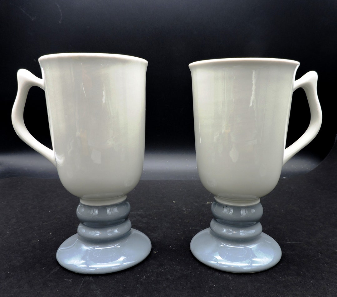 Vintage Set of 3- Hall 1273 Porcelain Pedestal Irish Coffee Mugs in ...