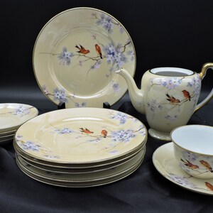 Gorgeous Noritake Morimura Green Stamp Japanese 13 Piece China Set ...