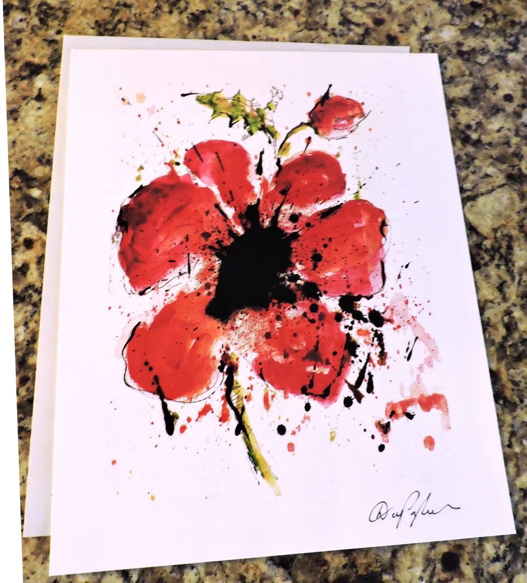 Abstract Poppy by Artist Dominic Pangborn 9.25" X 7" Seriolithograph in ...