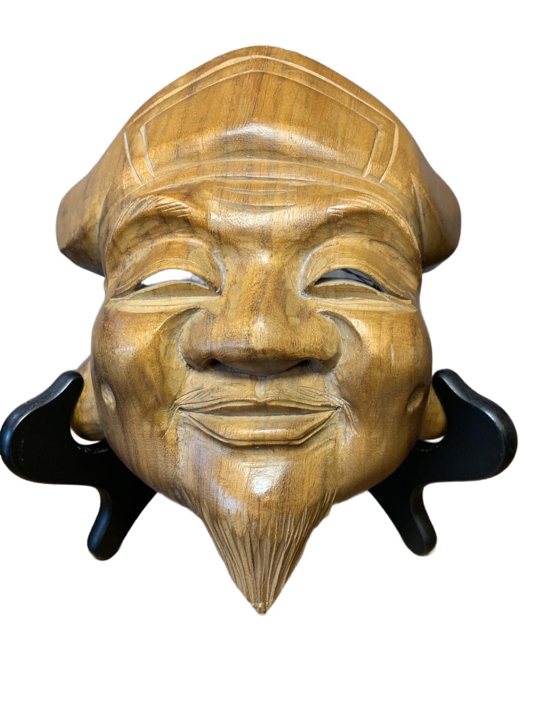 Vintage Japanese Hand Carved “okina" Noh Mask Diety Mask Daikoku With ...