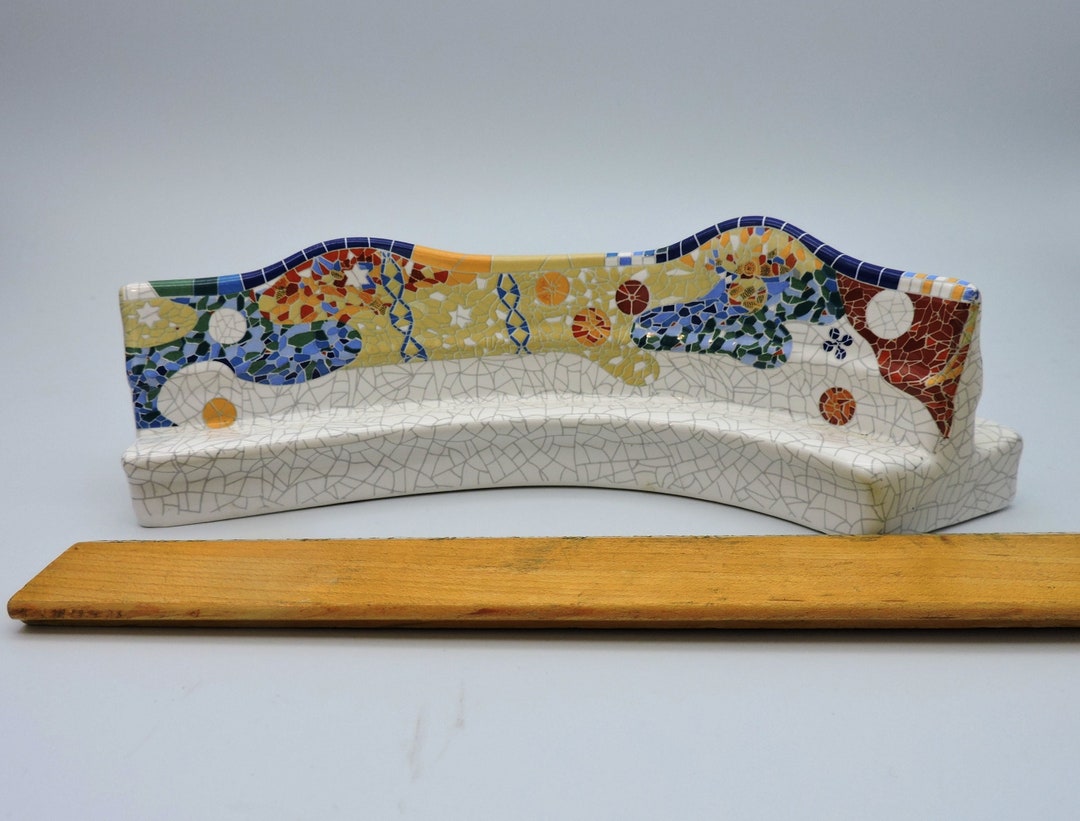 Ceramic Souvenir of Mosiac Park Bench in Guell Barcelona Gaudi Made in ...