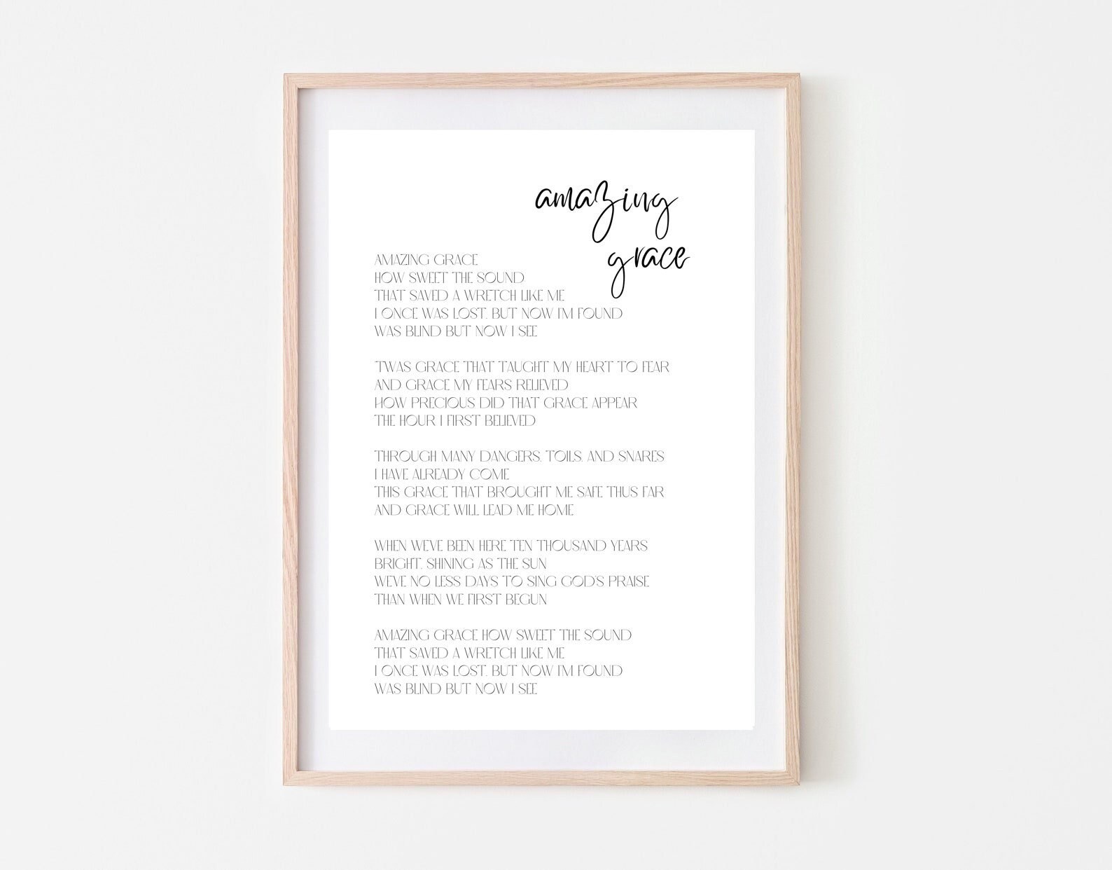 Amazing Grace Hymn Art | Wall Art | Christian House Art | Minimalist ...