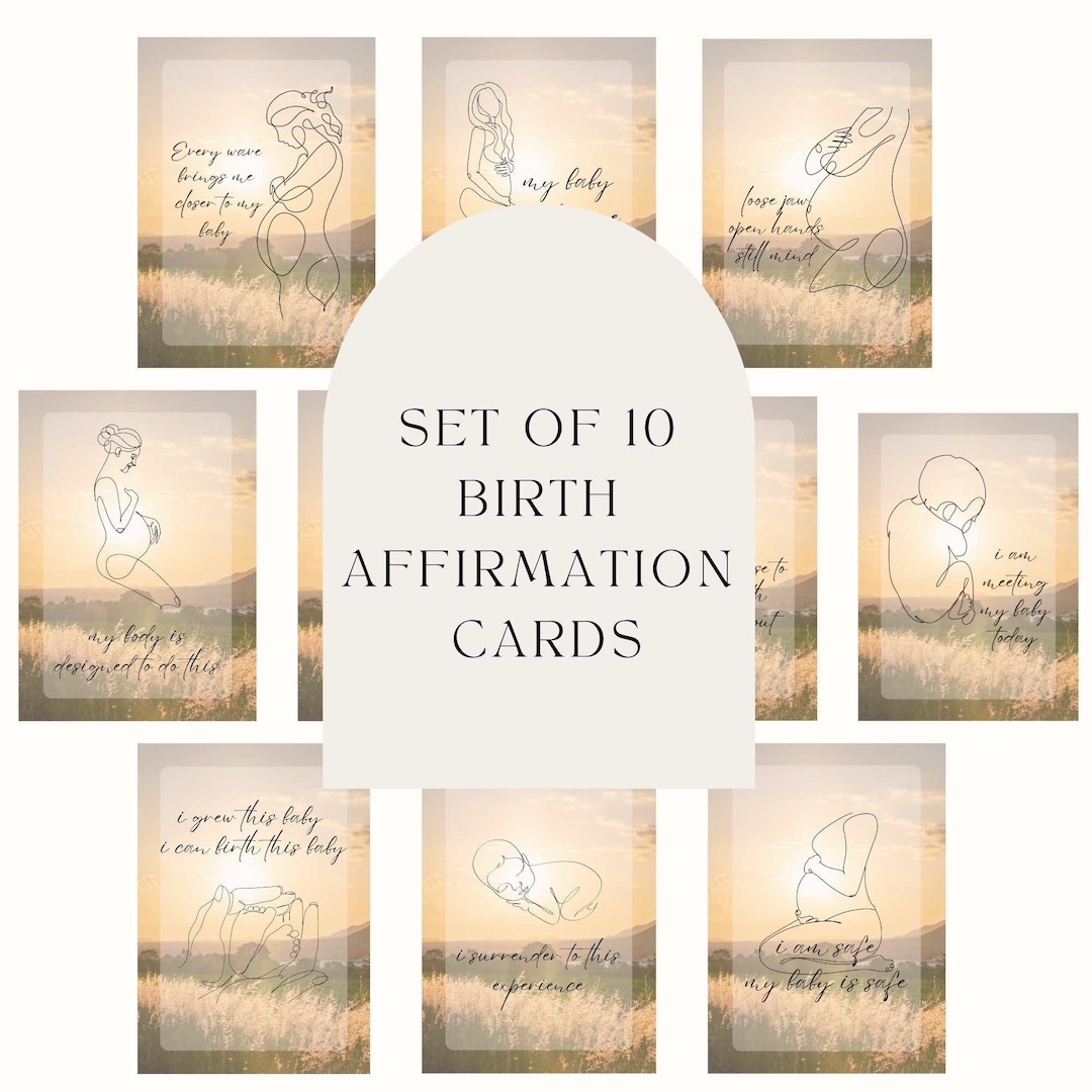 Minimalist 10 Birth Affirmation Cards Printable Birth Support Positive ...
