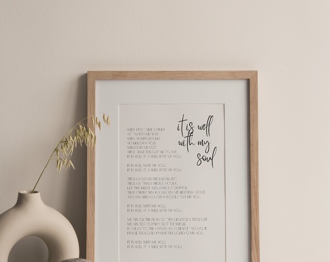 It is Well With My Soul Hymn Lyrics Print Canvas Poster Farm Vintage ...