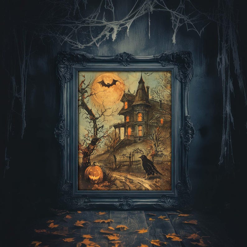 Primitive Halloween Decor - Vintage Retro Rustic Haunted House With ...
