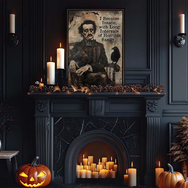 Edgar Allan Poe Quote Art - Halloween Decor - Creepy Rustic Gothic ...