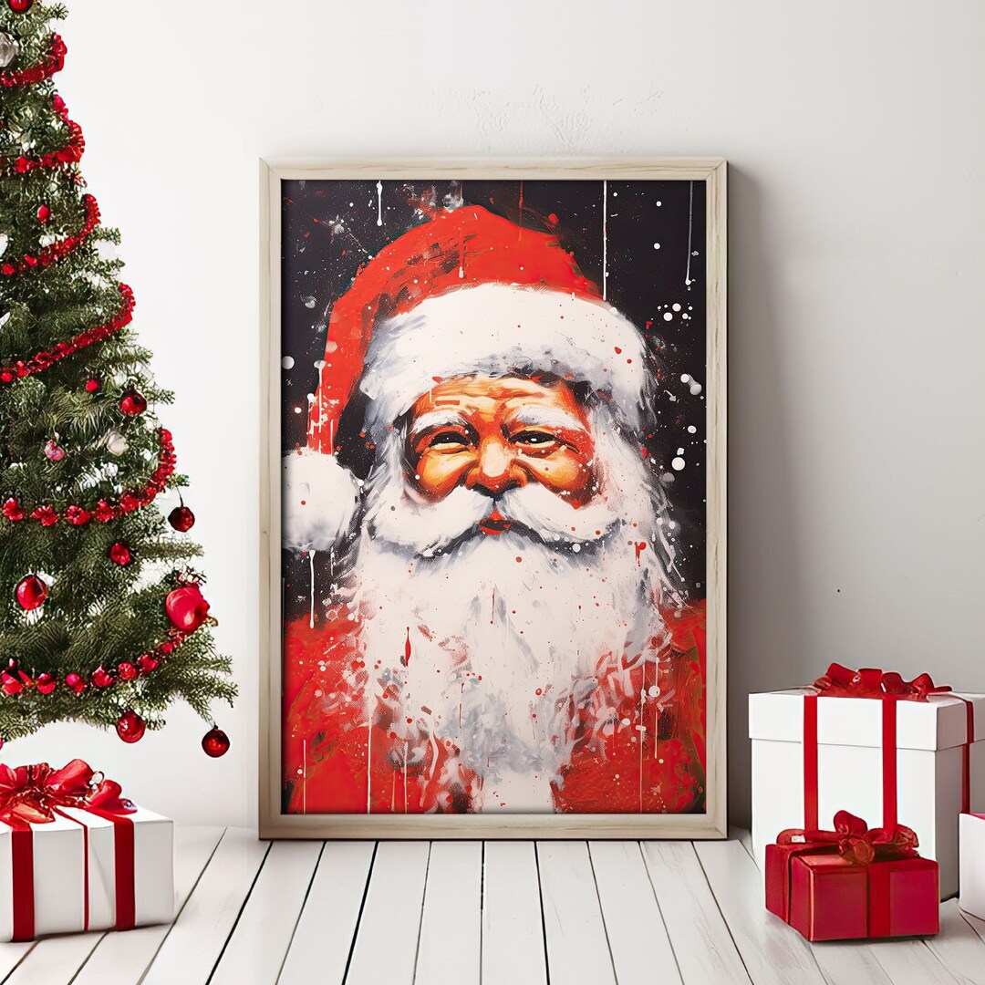 Christmas Decor Pop Art Santa Printable Digital Download Art Print 6 ...