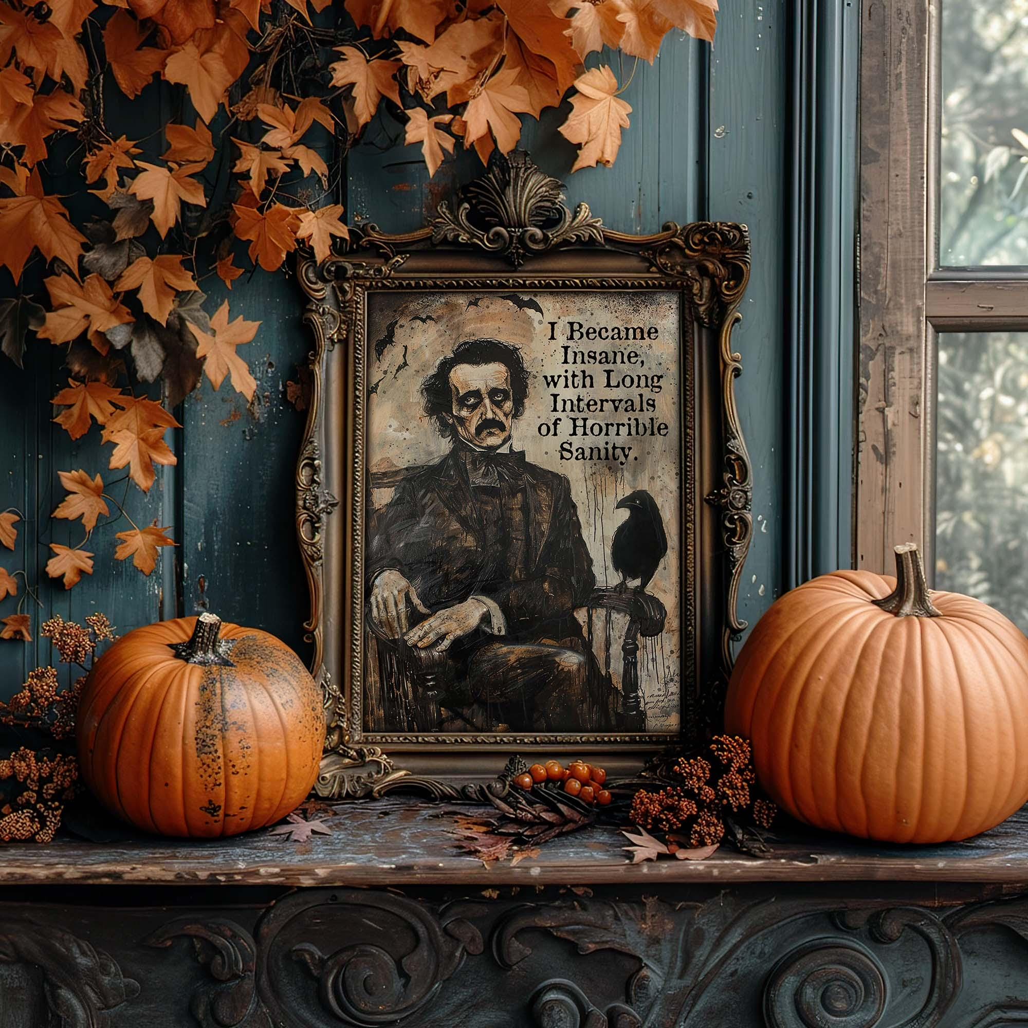 Edgar Allan Poe Quote Art - Halloween Decor - Creepy Rustic Gothic ...