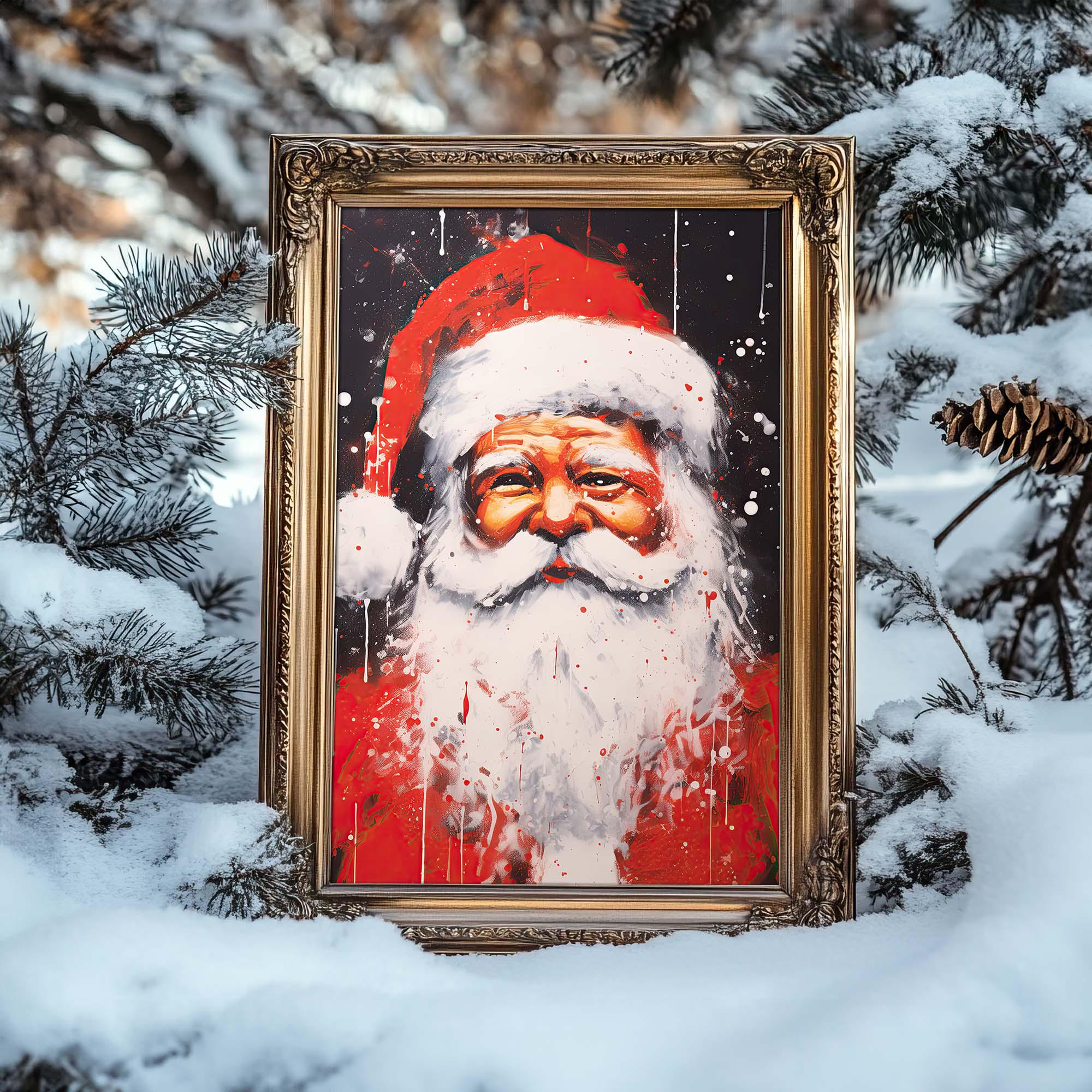 Santa Art Print Christmas Decor - Printable Digital Download Art Print ...