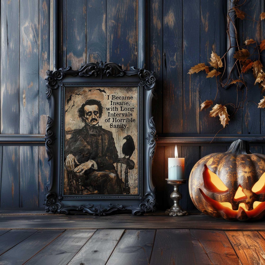 Edgar Allan Poe Quote Art - Halloween Decor - Creepy Rustic Gothic ...