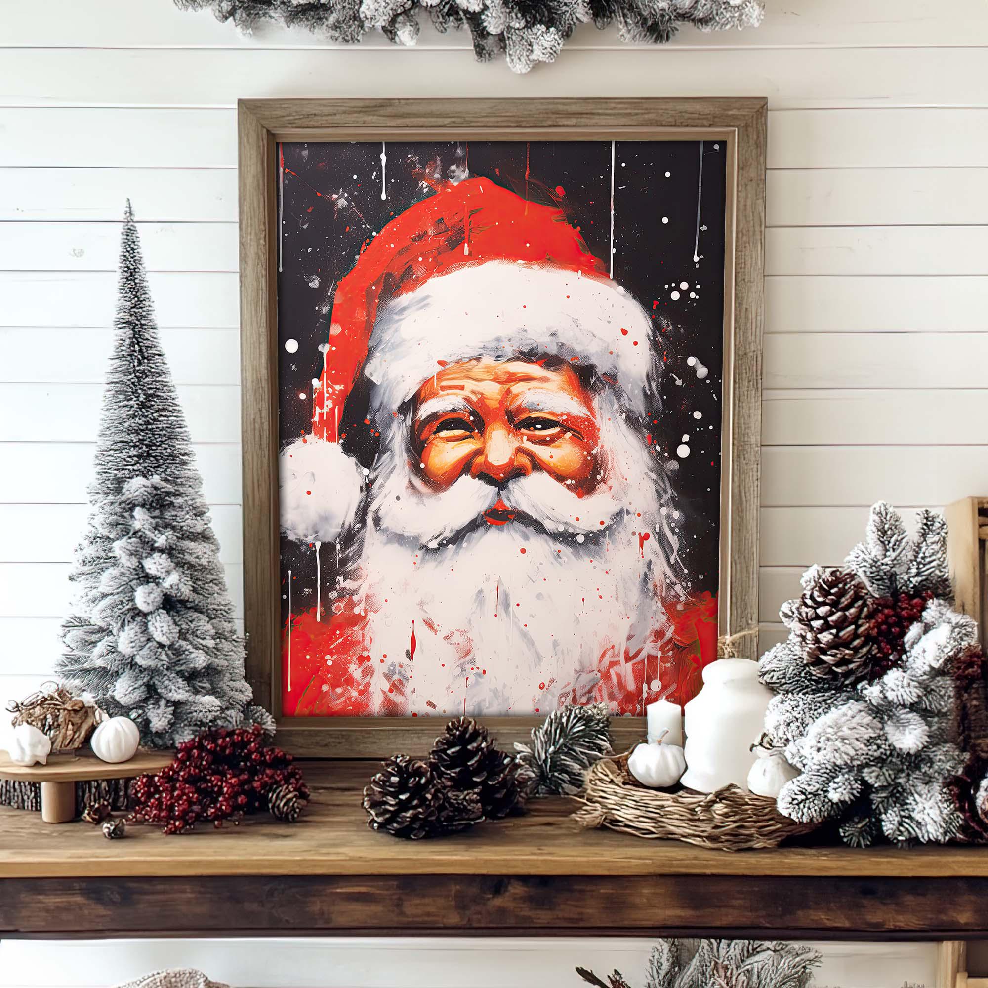Santa Art Print Christmas Decor - Printable Digital Download Art Print ...