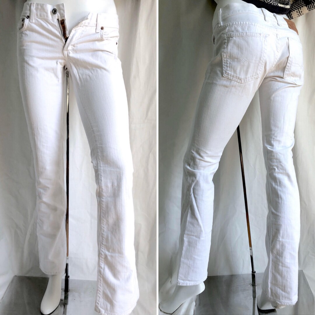 90s Low Rise Jeans, Vintage WHITE JEANS, Stonewashed Flared Jeans, Y2K ...