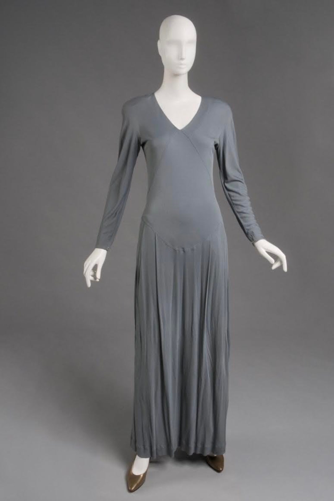 JEAN MUIR Dress, DOCUMENTED British Couture, 70s Flared Jersey ...