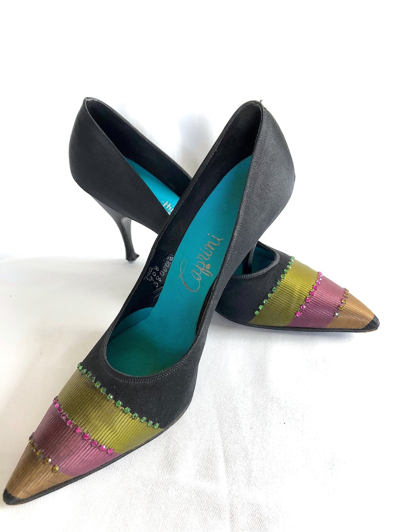 1960s DIOR New Look, 60s Kitten Heels, Vintage Satin Stilettos, CAPRINI ...