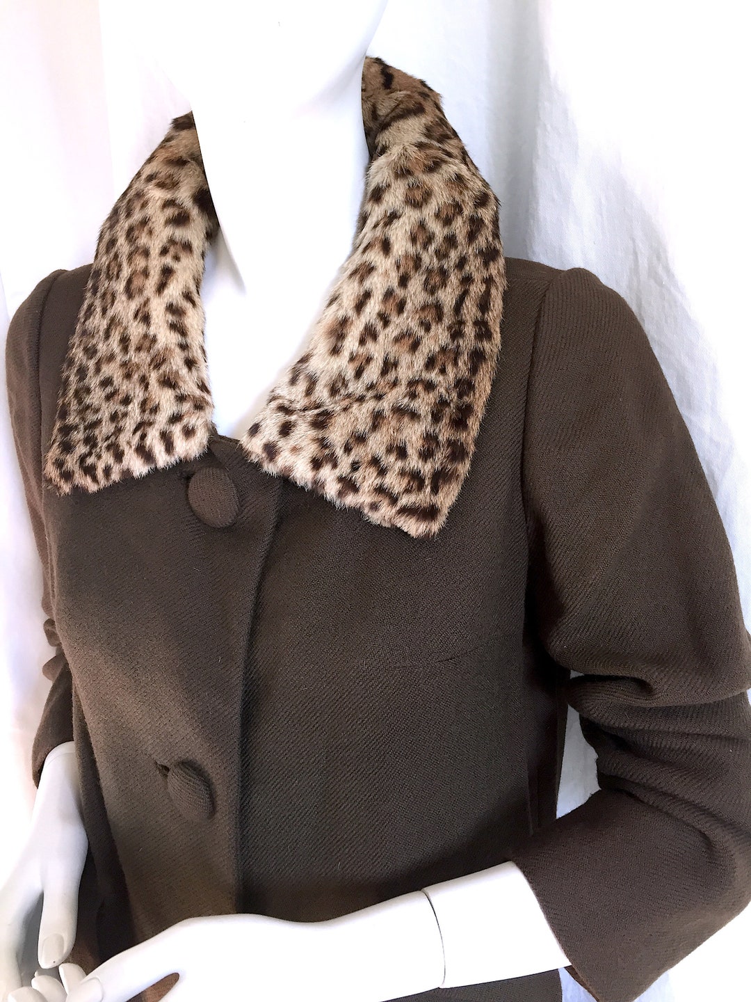 1960s LEOPARD Print Fur Jacket, Vintage Chore Coat, Chocolate Brown ...