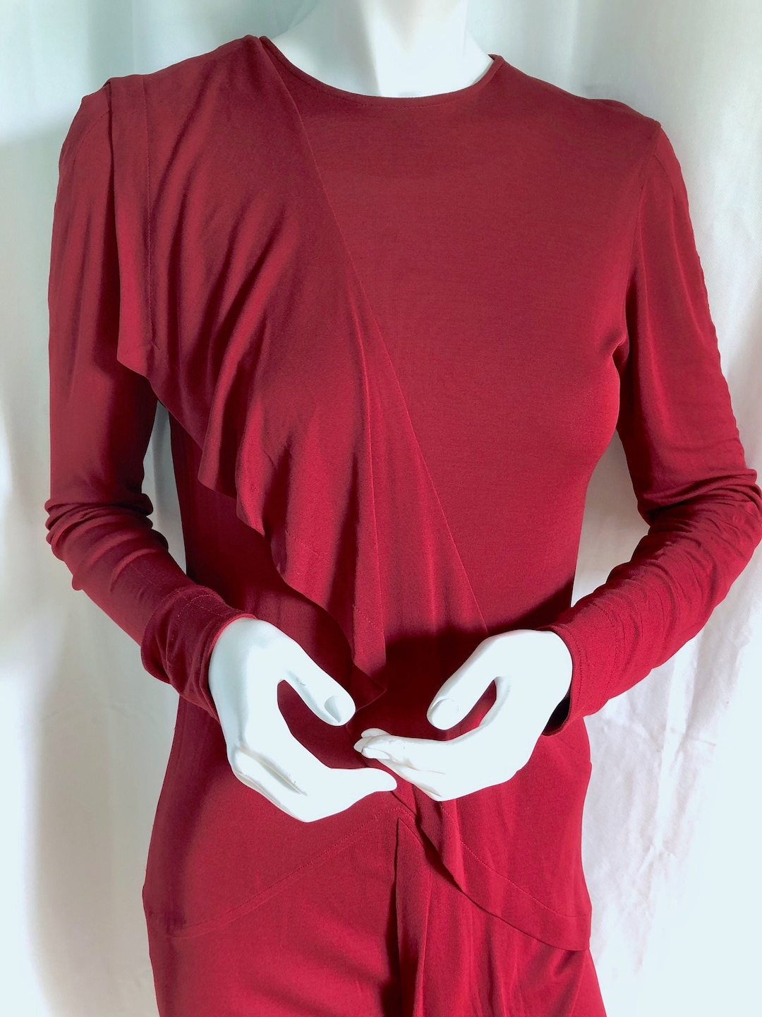 1980s JEAN MUIR Dress, 90s Minimalist Dress, 70s Halston Vibe, Ruffled ...