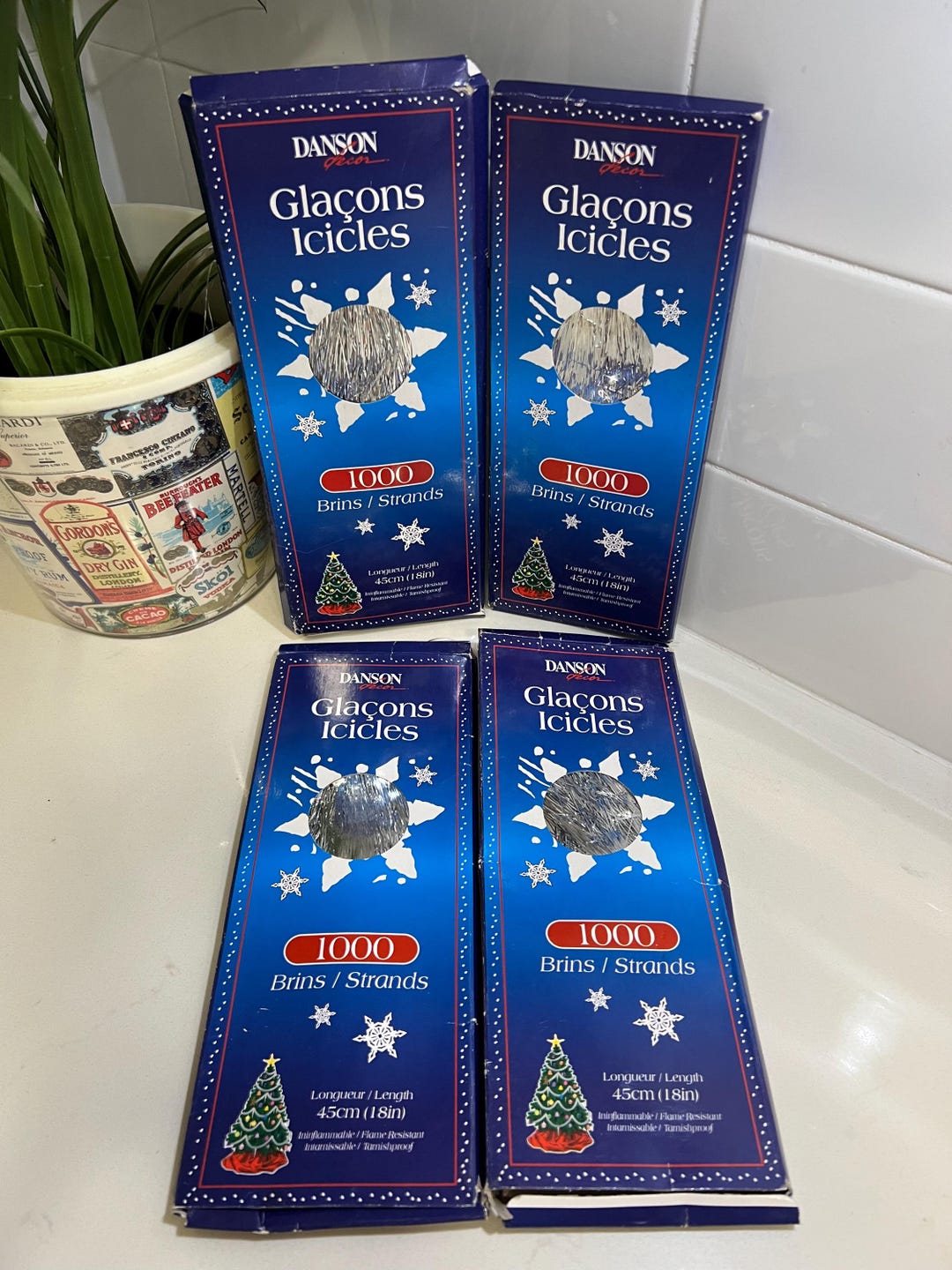 Vintage Christmas Tinsel Icicles Plastic Inflammable Silver Strands ...