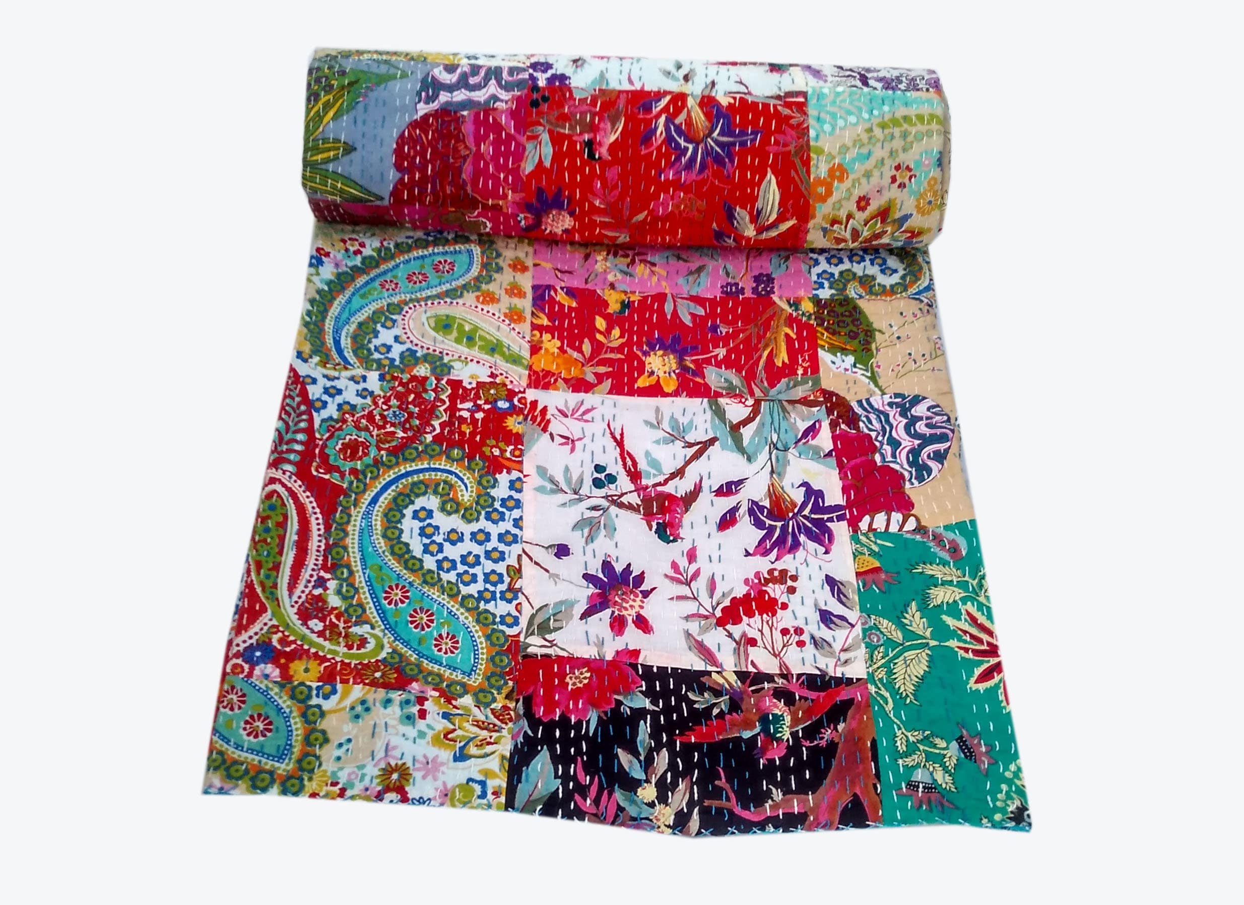 Traditional Patchwork Style Unique Kantha Quilt Handmade Hand - Etsy